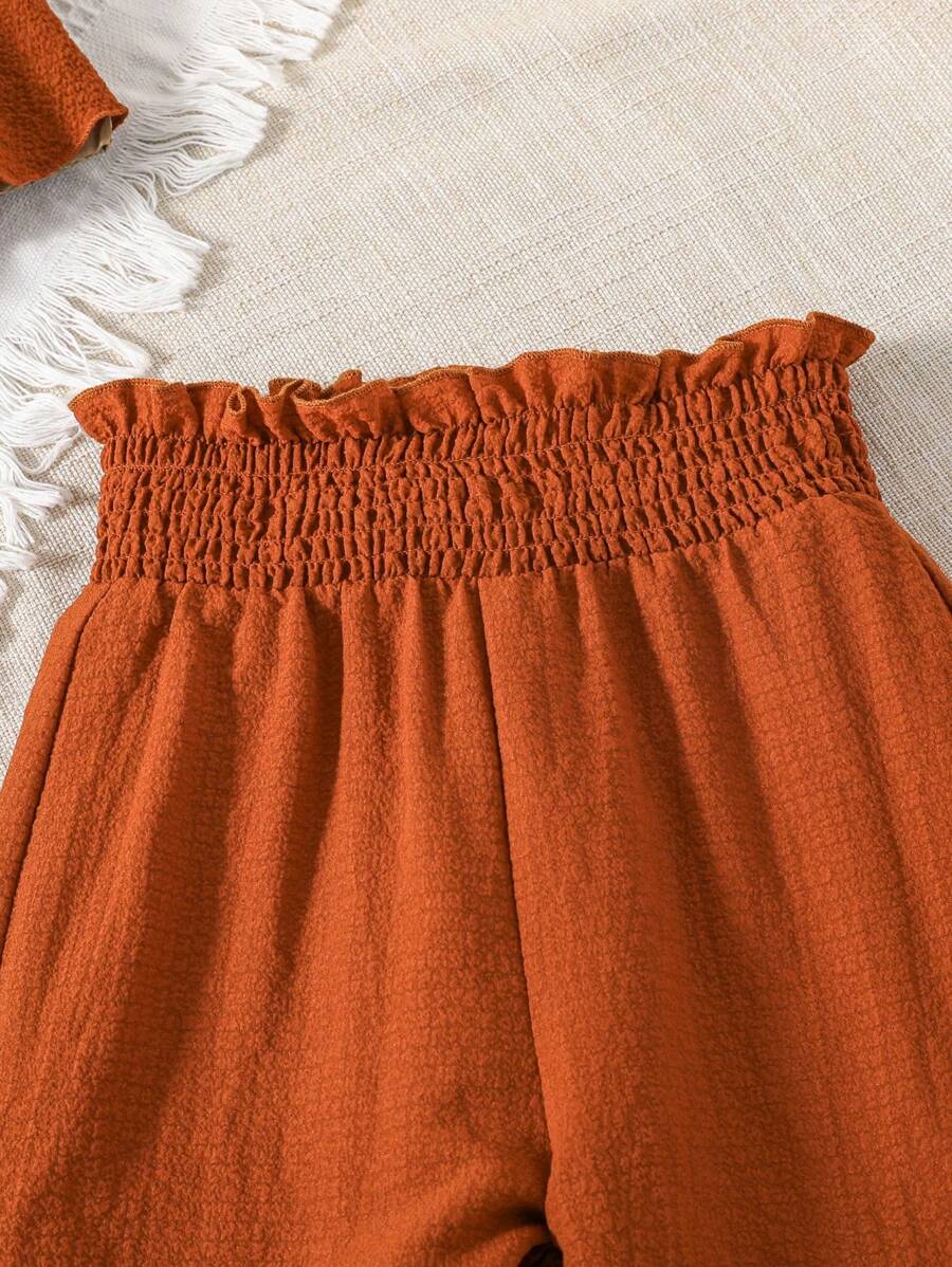 Shein Tween Girl Ruffle Trim Cami Top And Paperbag Waist Pants Shein Usa