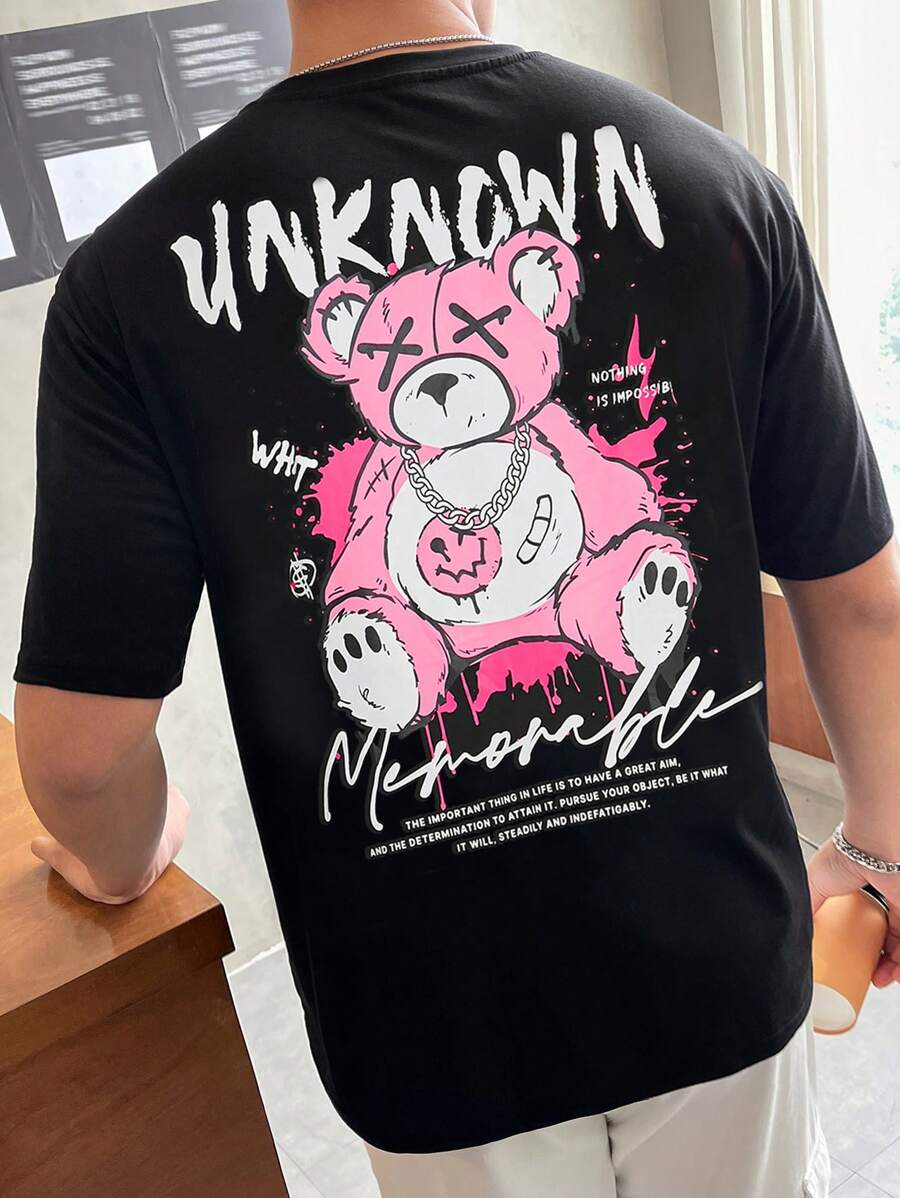 Manfinity EMRG Loose Fit Men's Cotton Cartoon & Slogan Graphic Drop ...