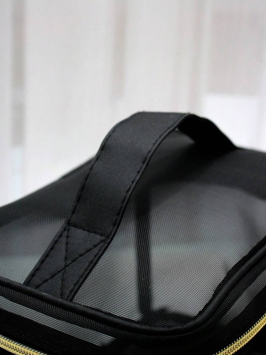 Minimalist Fashion Mesh Cosmetic Bag Large Capacity Storage Pouch ...