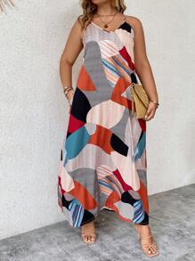 EMERY ROSE Plus Geo Print Hidden Pocket Cami Dress | SHEIN USA