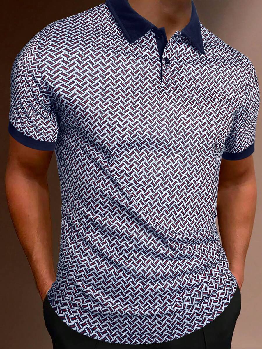 Manfinity Homme Men Allover Geo Graphic Polo Shirt | SHEIN USA