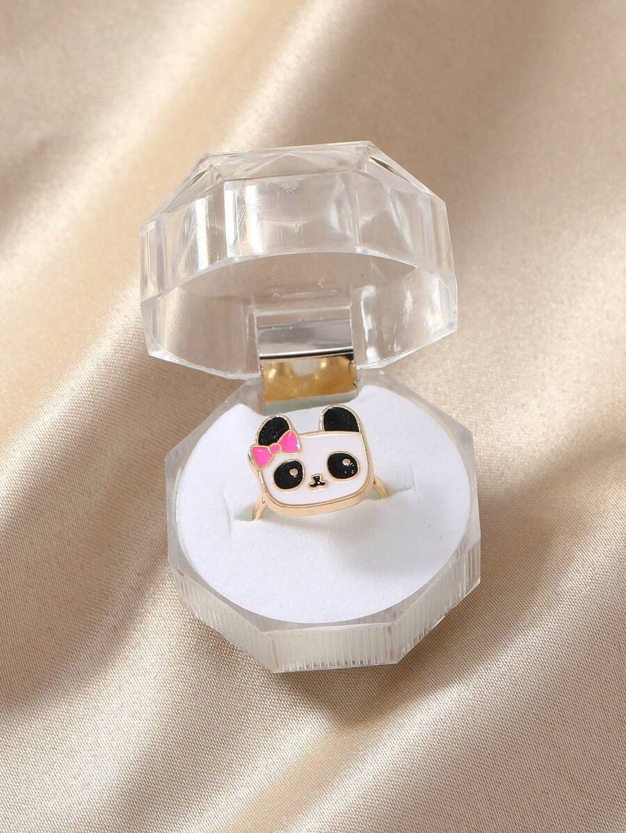 1pc Girls Cartoon Panda Decor Zinc Alloy Cute Ring For Daily Decoration ...