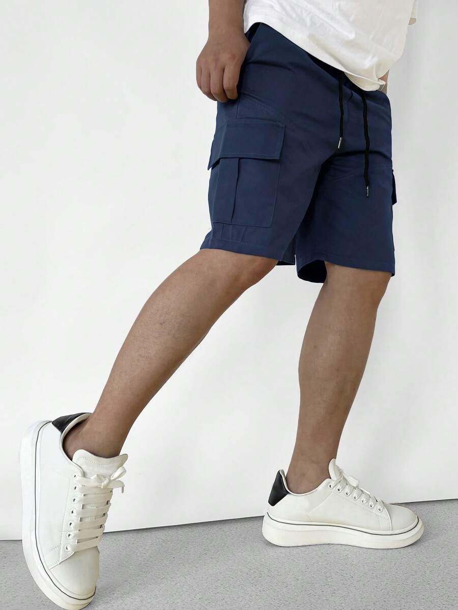 Manfinity Hypemode Men Flap Pocket Side Drawstring Waist Cargo Shorts ...