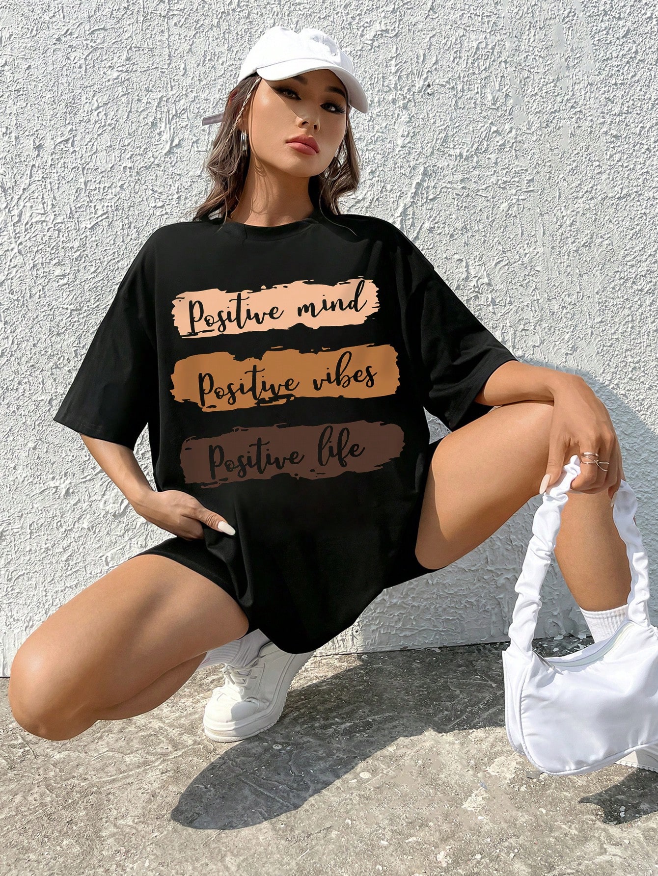Shein Ezwear Slogan Graphic Drop Shoulder Oversized Tee Shein Usa