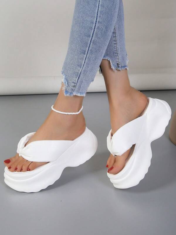 Fashionable Wedge Slide Sandals For Women, Toe Post Platform Sandals ...