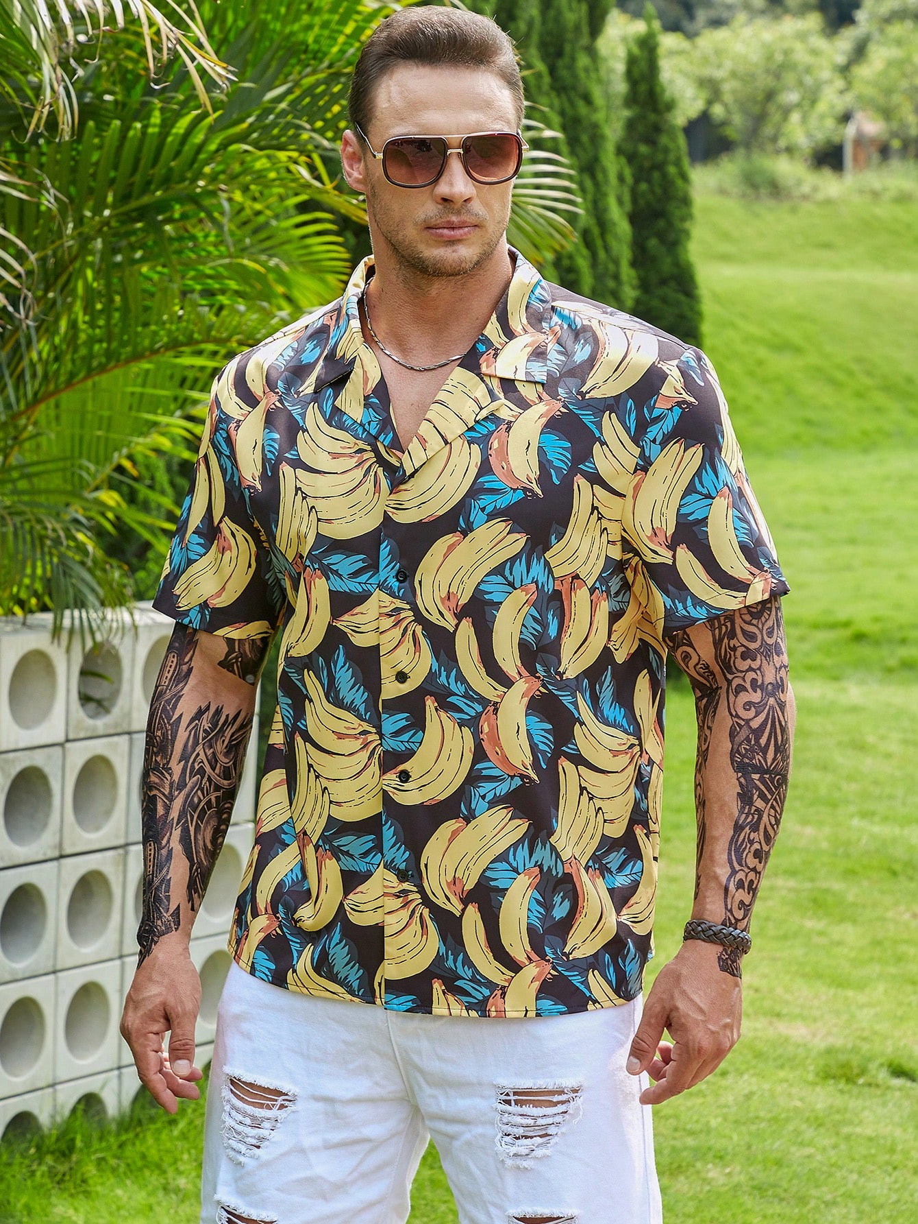 Manfinity RSRT Men Banana Print Shirt | SHEIN UK