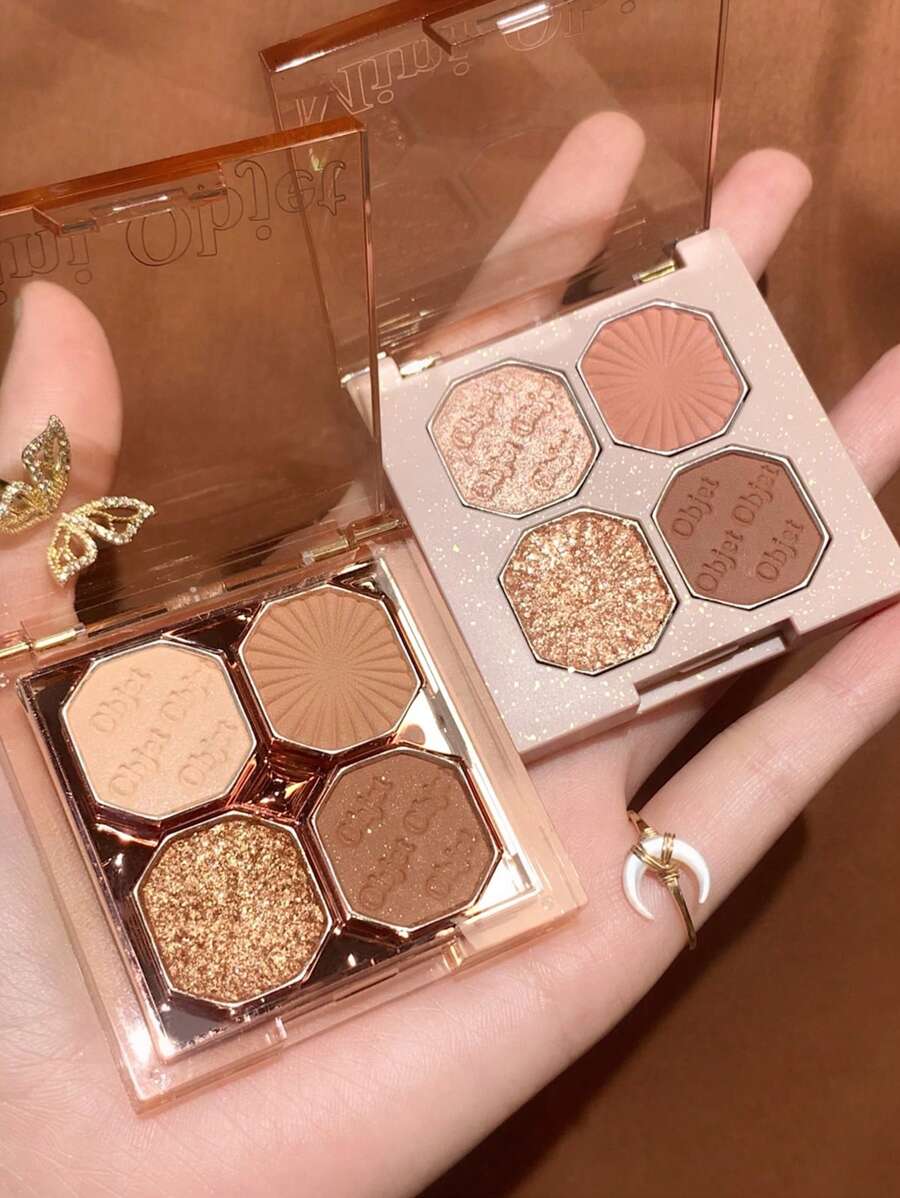 4-Color Eyeshadow Palette, 1pc Long-Wearing Highly Pigmented Eye Makeup ...