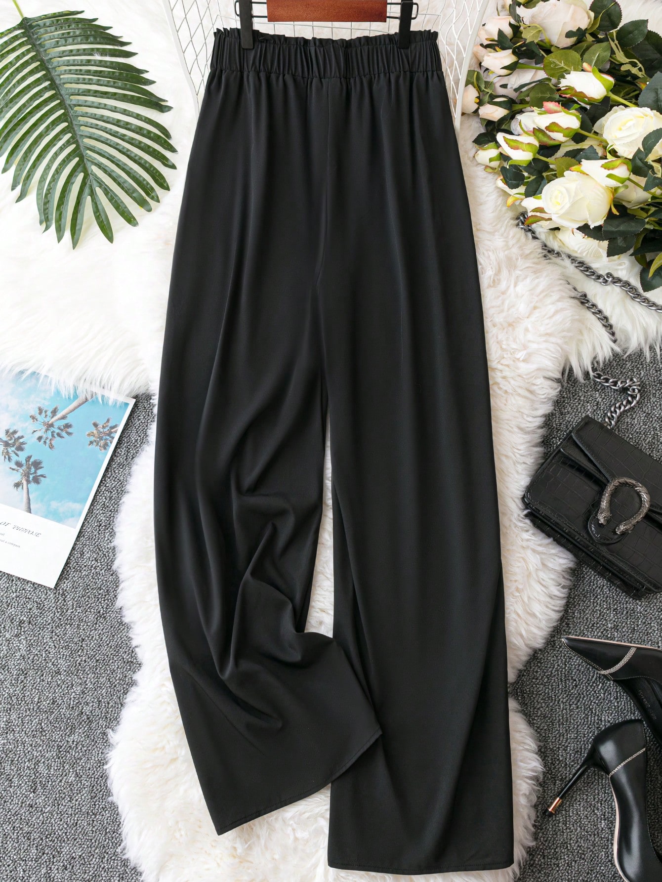 SHEIN LUNE Plus Chain Detail Wide Leg Trousers | SHEIN UK