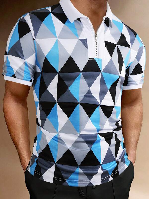 Manfinity Homme Men Geo Print Polo Shirt | SHEIN USA