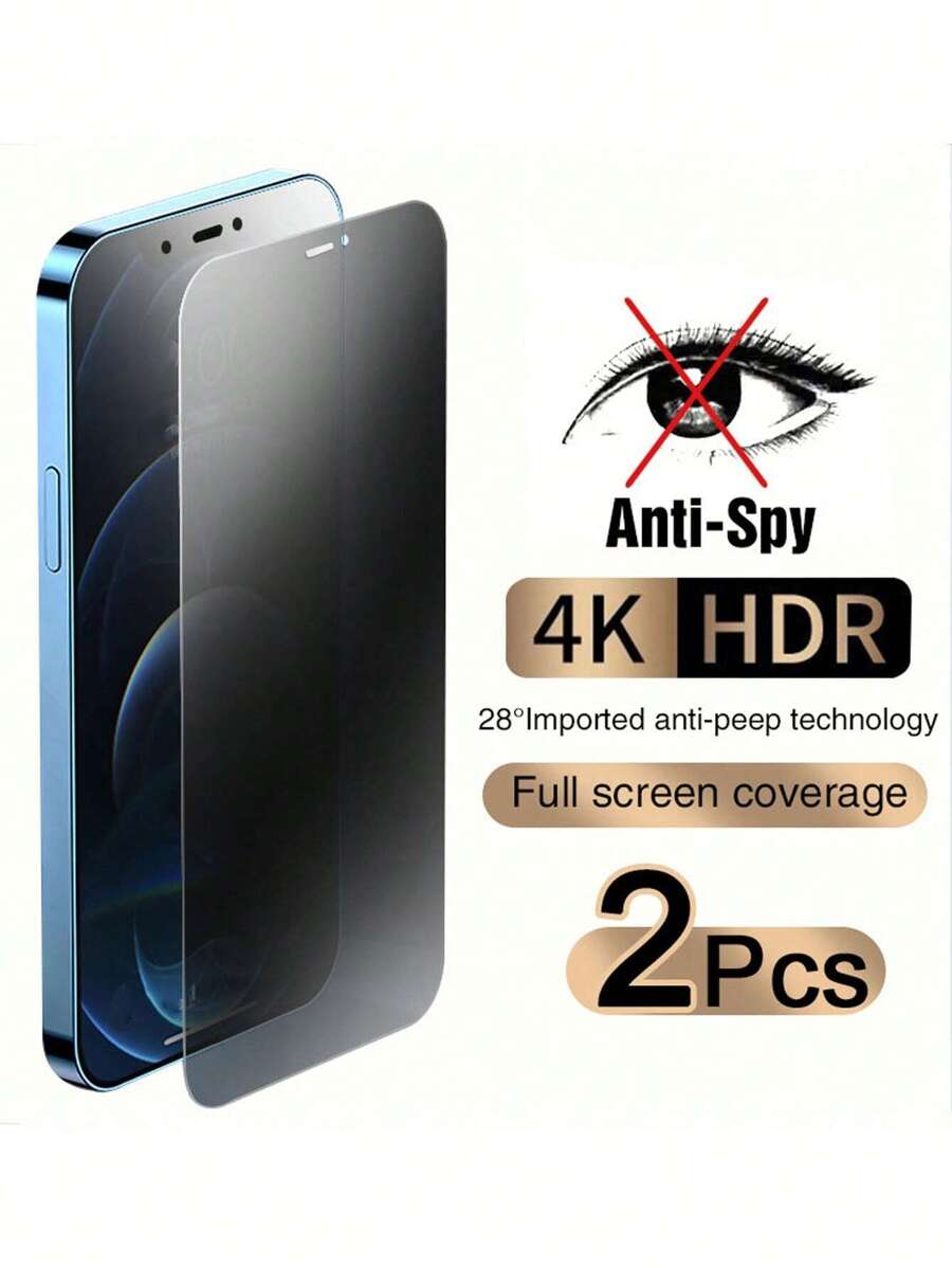 2pcs Anti-spy Phone Screen Protection Tempered Film Compatible With ...