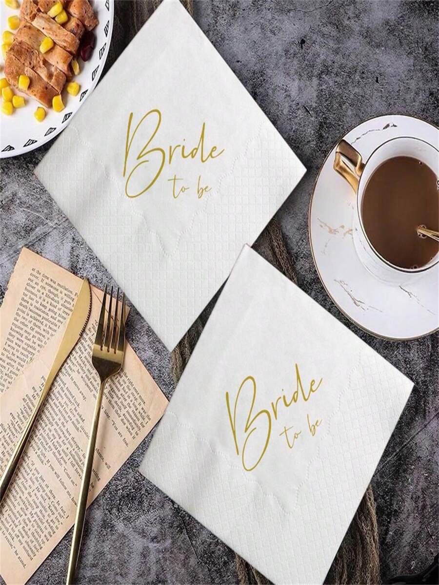 20pcs Letter Graphic Disposable Napkin, White Paper Table Napkin For ...