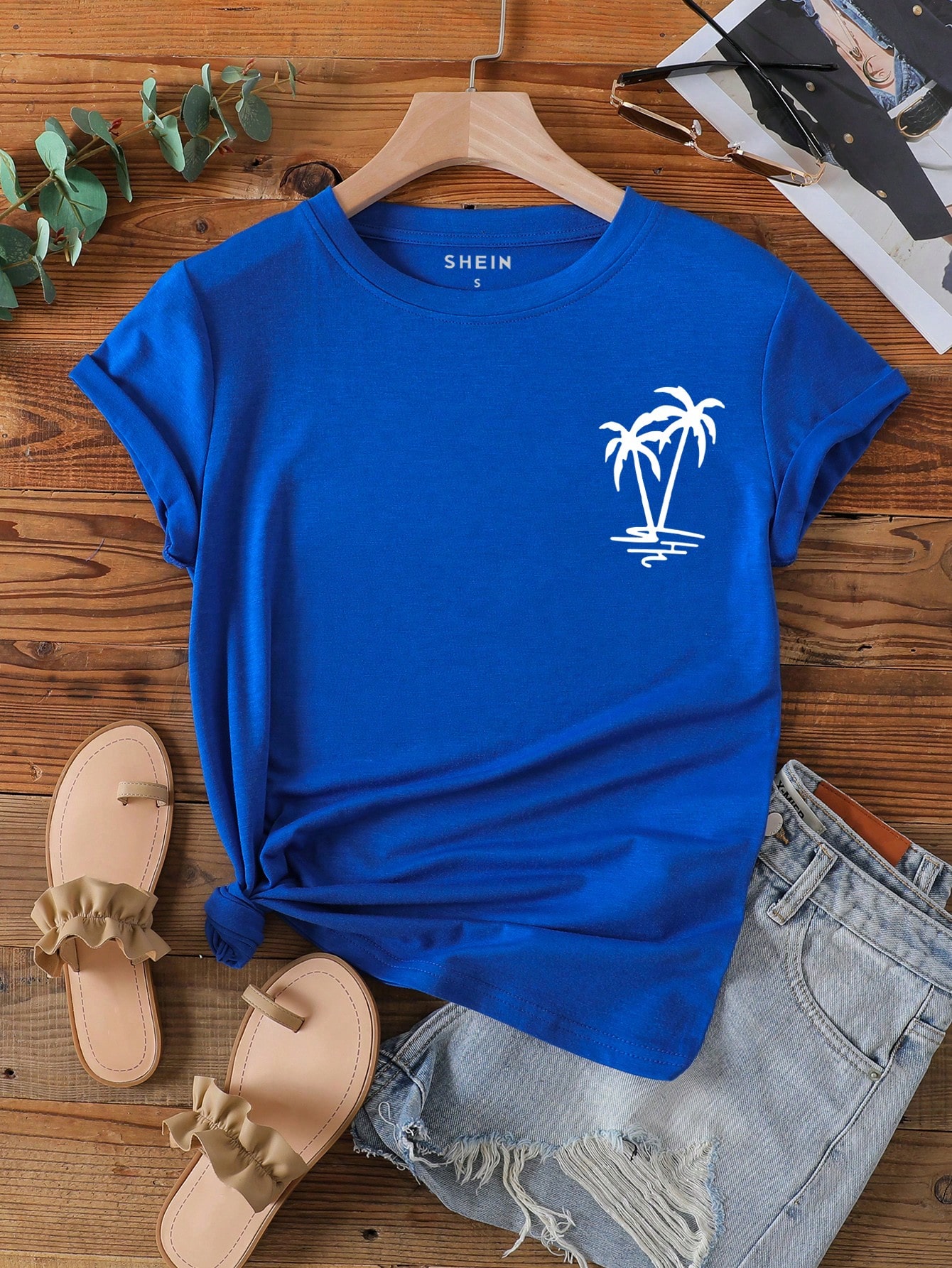 SHEIN VCAY Palm Tree Print Tee | SHEIN USA