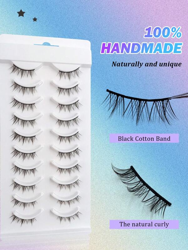 10pairs DIY Lashes Cut Freely Natural Manga Lashes Soft Short Eyelashes ...