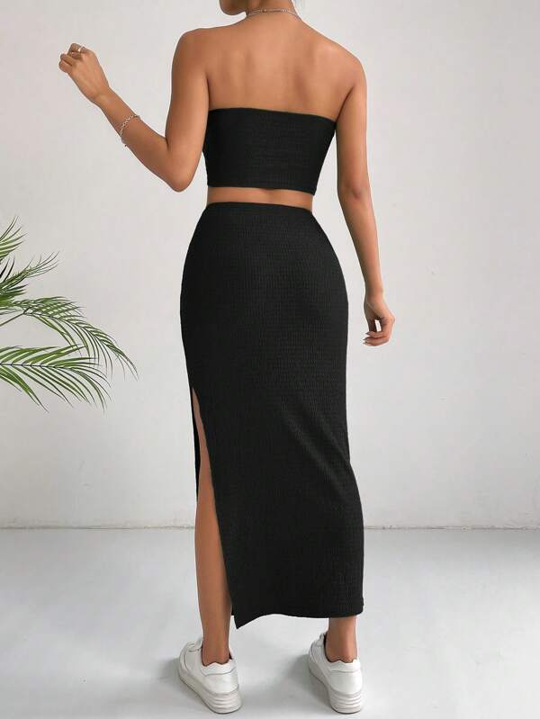 SHEIN Essnce Casual Eenkleurig Dames tweedelige outfits Zijsplit ...