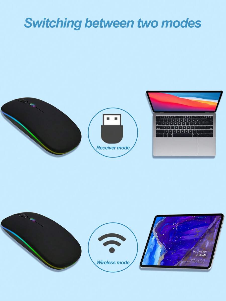 RGB Light Silent Wireless Mouse, Gaming Mouse | SHEIN USA