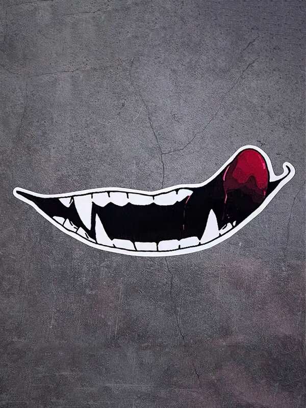 1pc Vinyl Waterproof Sticker, Funny Fang Design Car Sticker Decal ...