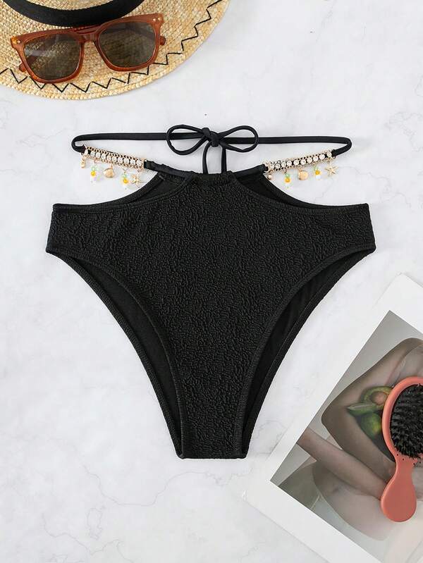 SHEIN Swim BAE Bottom de bikini con diseño de cadena de cintura con ...