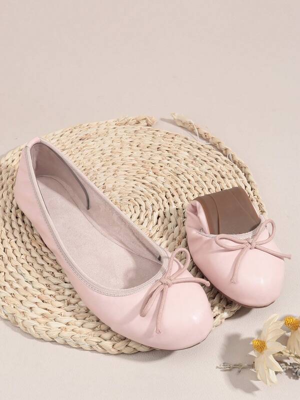 Women Bow Decor Flats, Preppy Pink Ballet Flats | SHEIN USA