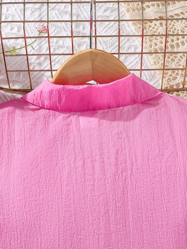Girls Solid Cami Top And Open Front Blouse And Skirt Set Shein Usa