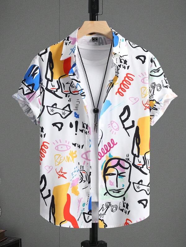 Manfinity Men Graffiti Print Shirt Without Tee | SHEIN USA