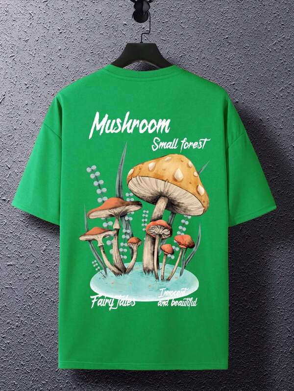 Manfinity Emrg Men Mushroom And Letter Graphic Tee Shein Usa