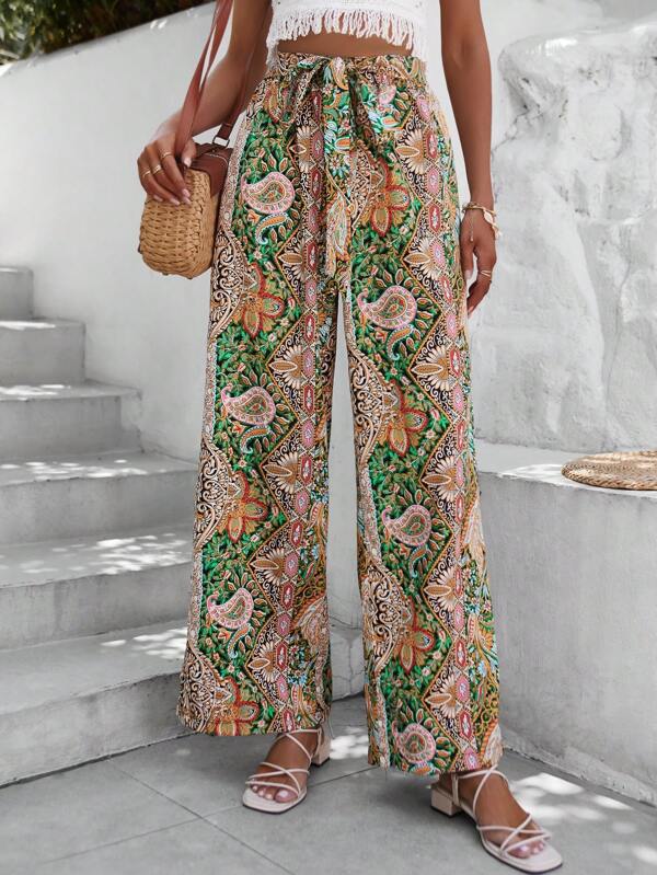 SHEIN VCAY Boho Paisley Dames broeken Riem | SHEIN Nederland