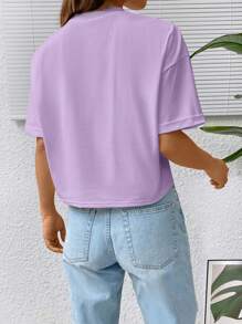 SHEIN EZwear Solid Drop Shoulder Tee | SHEIN USA