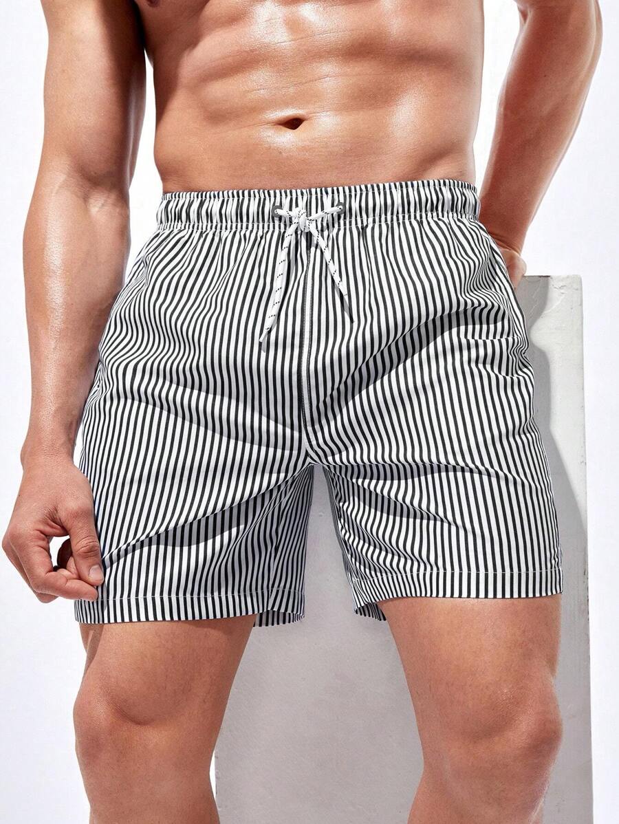 Surfspeed Men Striped Drawstring Waist Swim Trunks | SHEIN USA