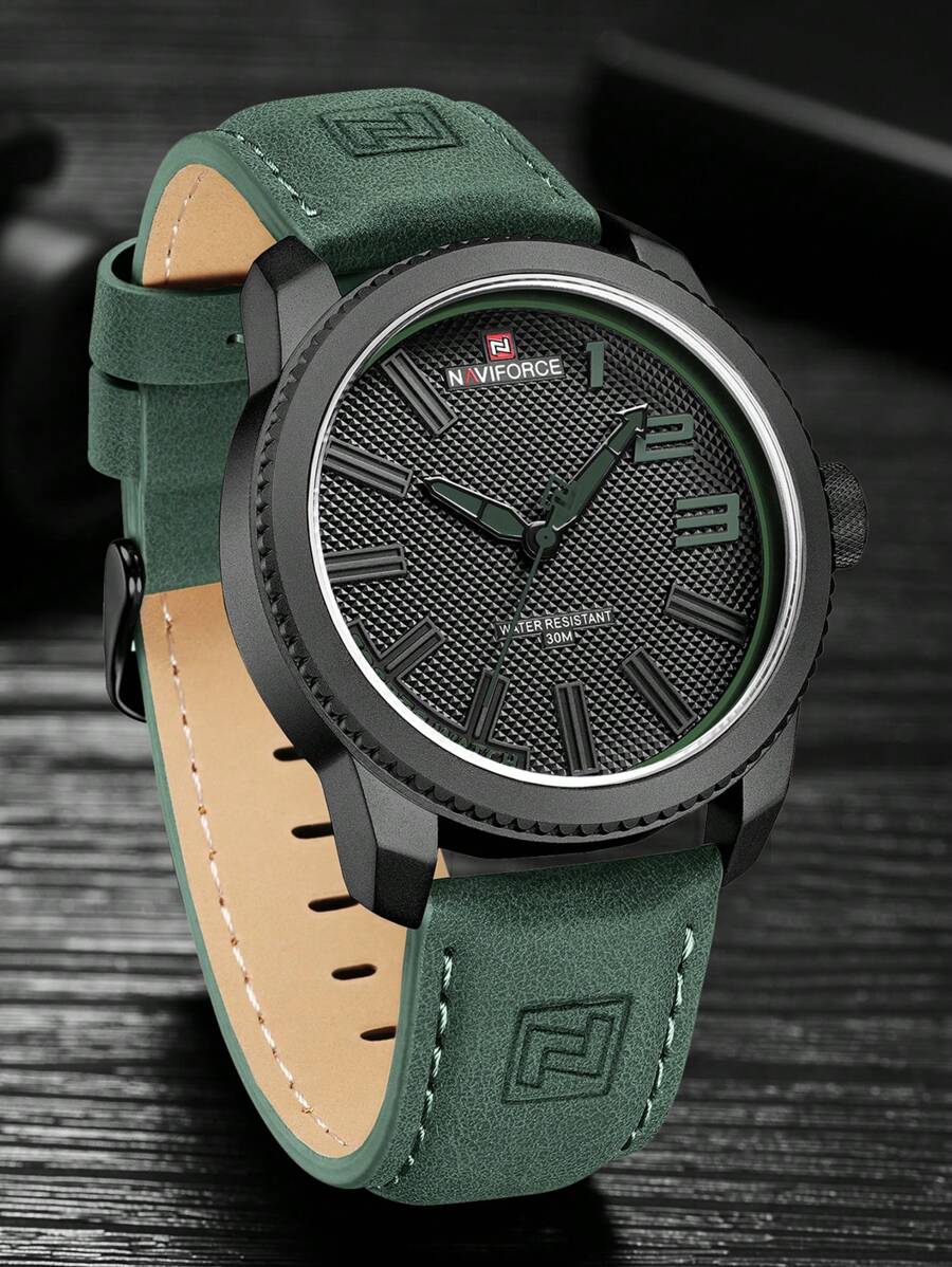 NAVIFORCE Men Round Pointer Date Quartz Watch Father As A Gift For ...