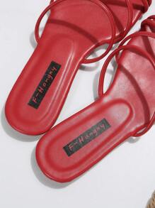 Fashionable Slide Sandals For Women, Red Multi Strap Flat Sandals ...
