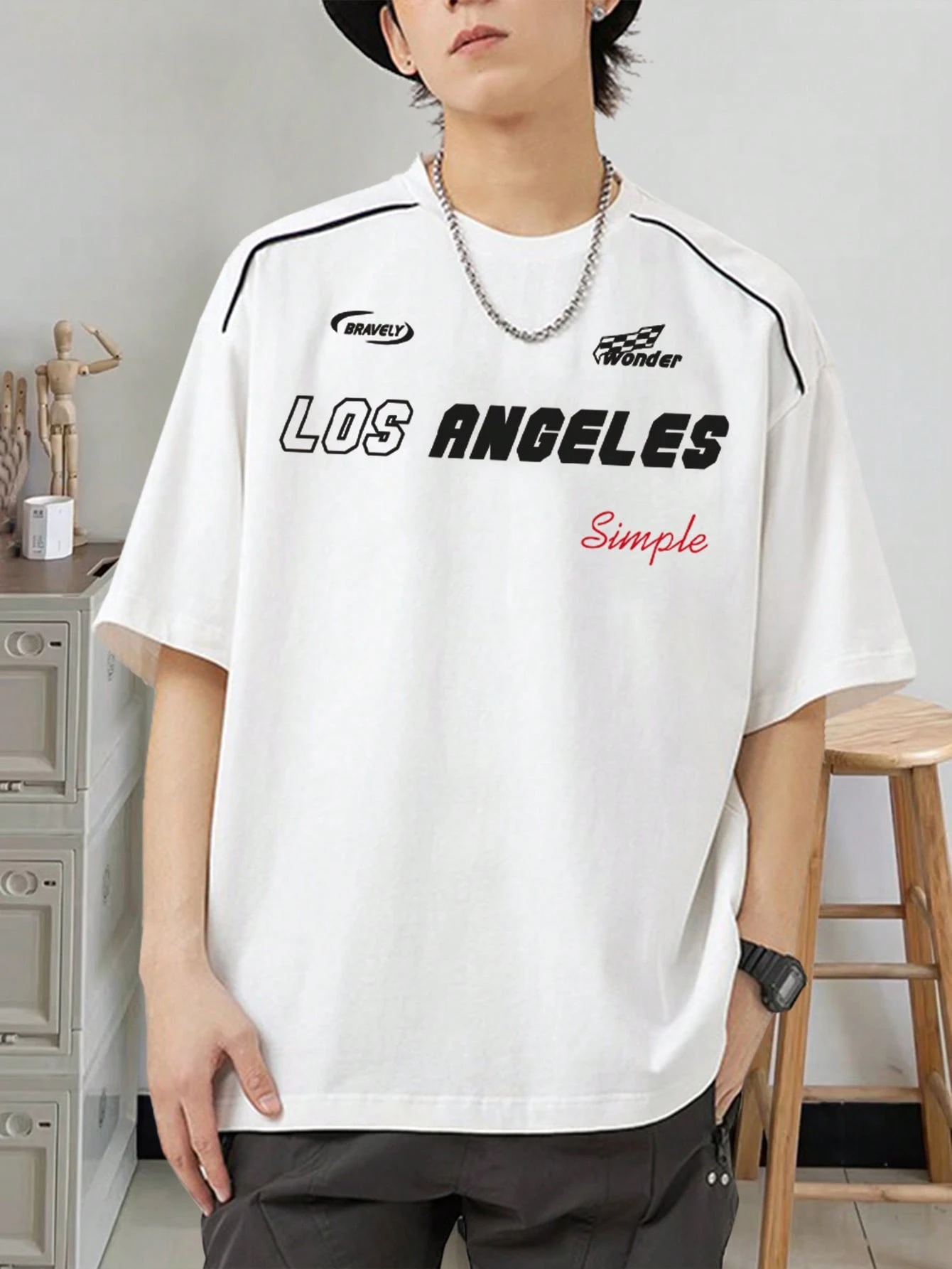 Manfinity EMRG Men T-Shirts Baggy Crew Neck Drop Shoulder Short Sleeve ...