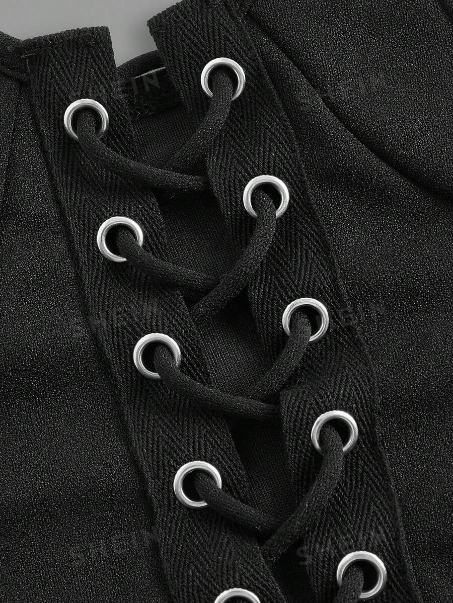 ROMWE PUNK Top cami cadarço na frente | SHEIN Brasil