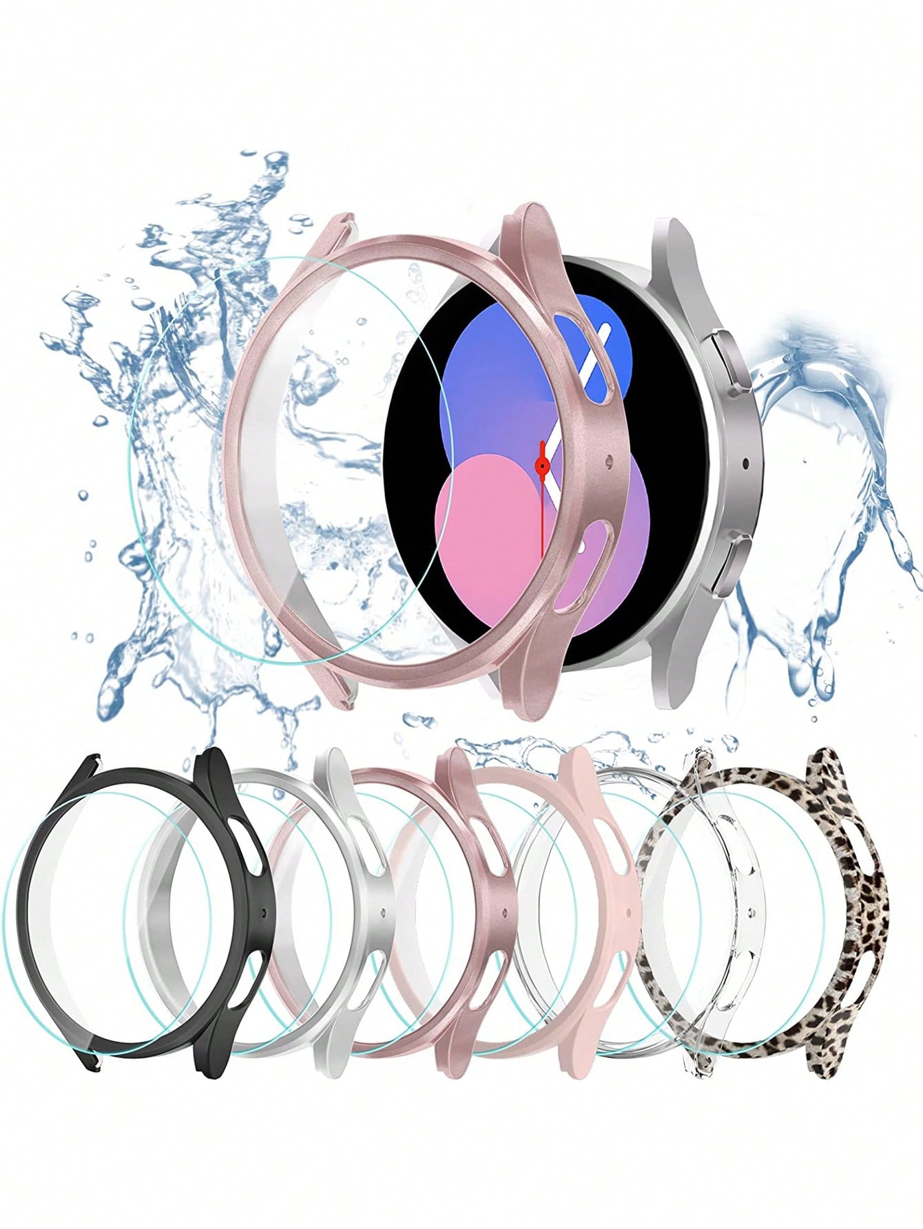 6pcs/set Men Women Mixed Color Fashionable Anti-fall PC Smart Watch ...