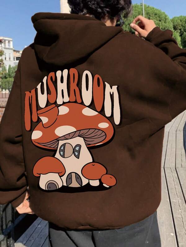Manfinity Hypemode Men Mushroom And Letter Graphic Drop Shoulder