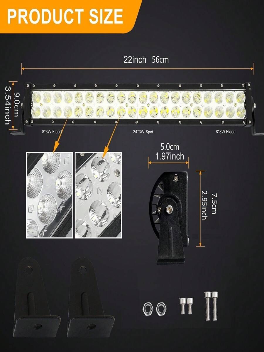 22 inch Light Bar 120W LED Fog Lamp 12000LM Flood Spot Combo Off Road ...