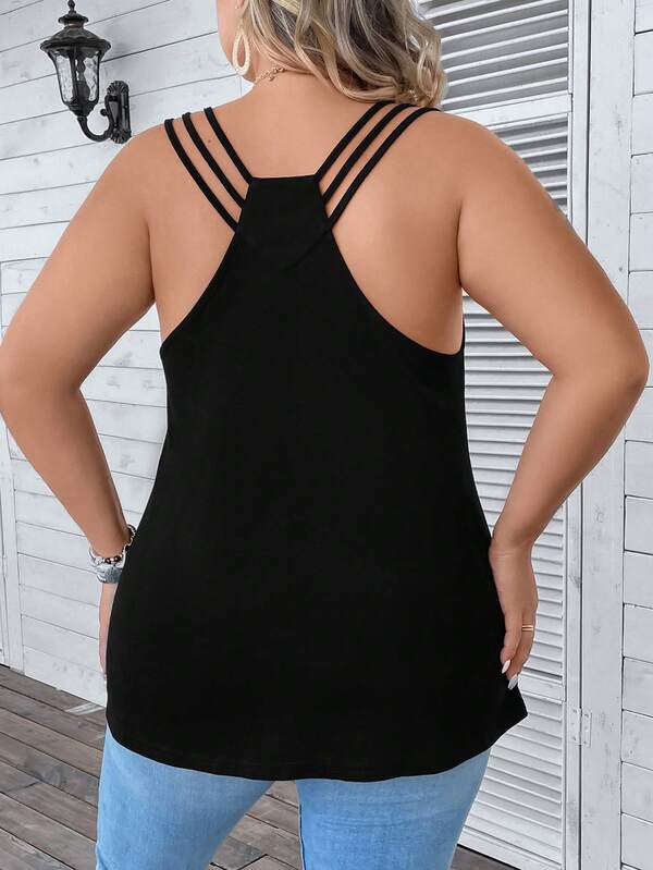 SHEIN LUNE Plus Solid Curved Hem Tank Top | SHEIN USA