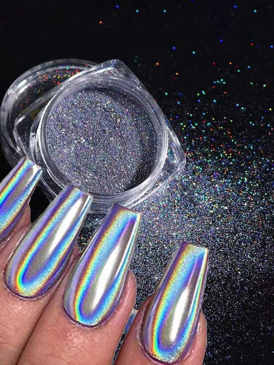 Black Friday Chrome Nail Powder, 1box Y2K Aesthetic Laser Metallic Nail ...