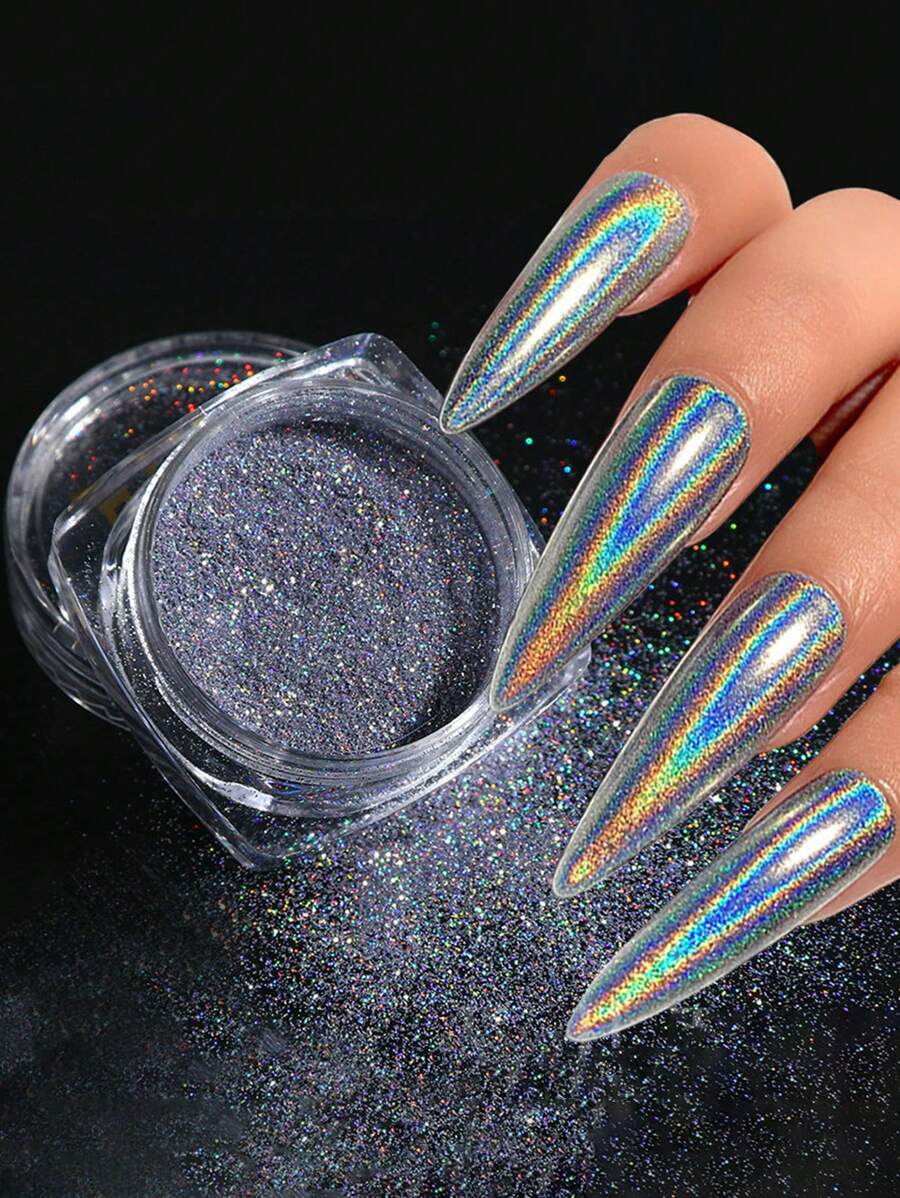 Black Friday Chrome Nail Powder, 1box Y2K Aesthetic Laser Metallic Nail ...