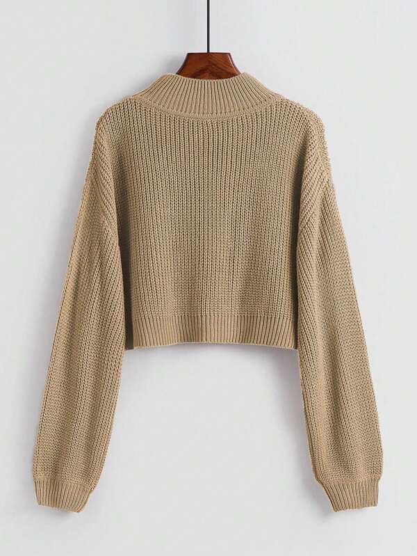 Shein Lune Solid Ribbed Knit Drop Shoulder Sweater Shein Usa