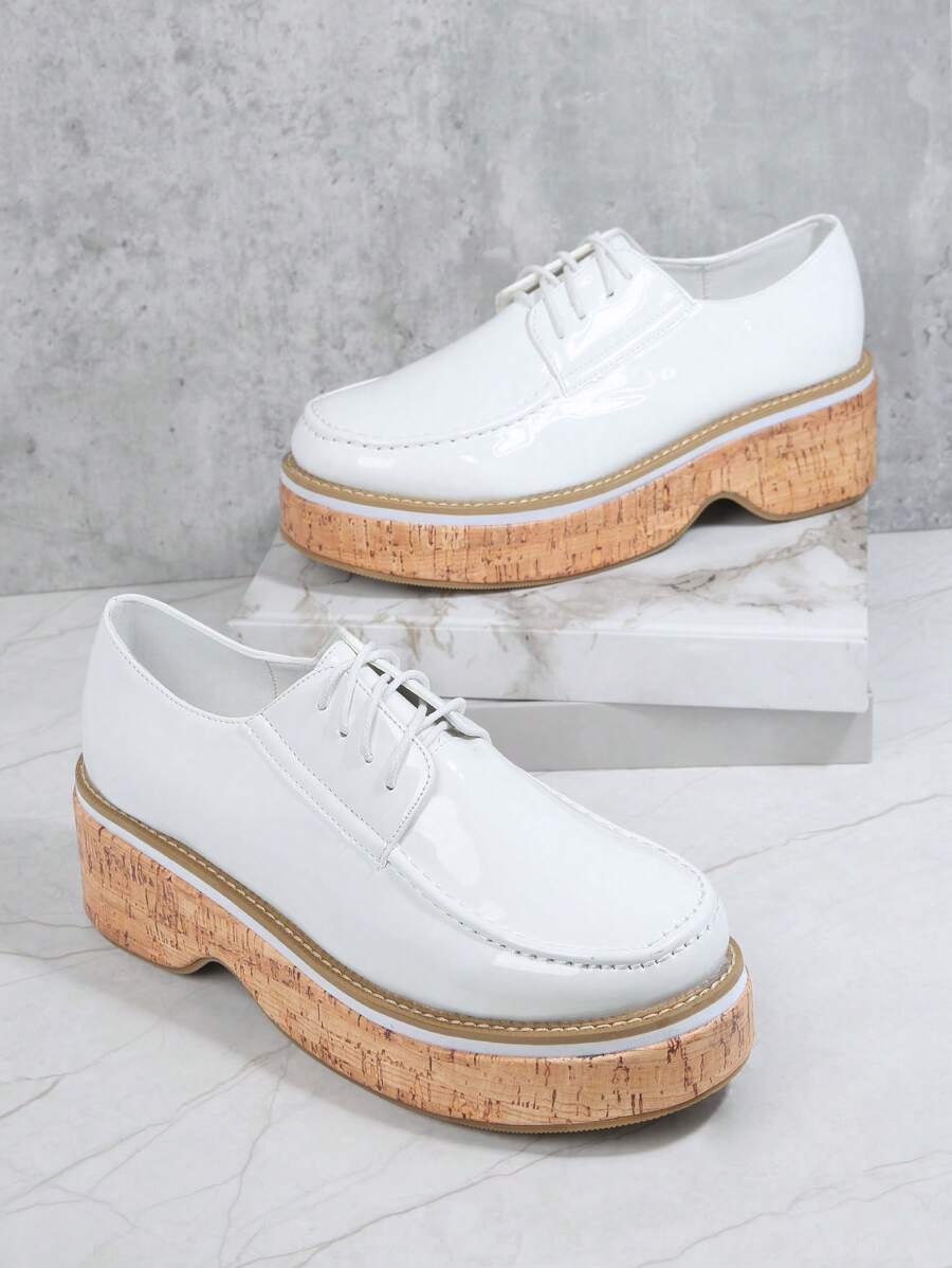 Minimalist Lace Up Front Wedge Oxfords | SHEIN USA