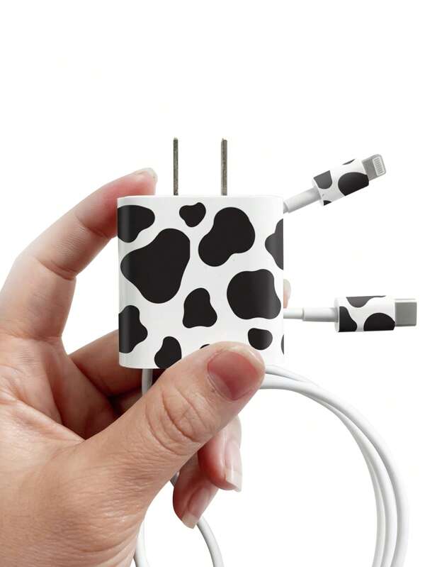 Cow Pattern Data Cable & Charger Head Sticker | SHEIN USA