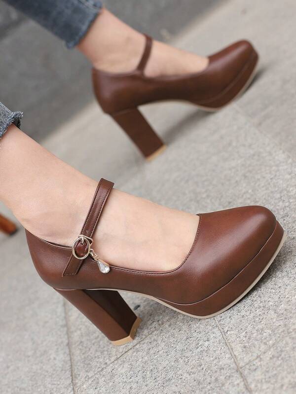 Women Minimalist Mary Jane Pumps, Chunky Heeled Elegant Pumps | SHEIN USA