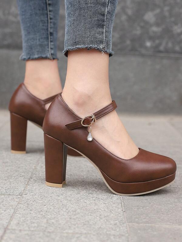 Women Minimalist Mary Jane Pumps, Chunky Heeled Elegant Pumps | SHEIN USA