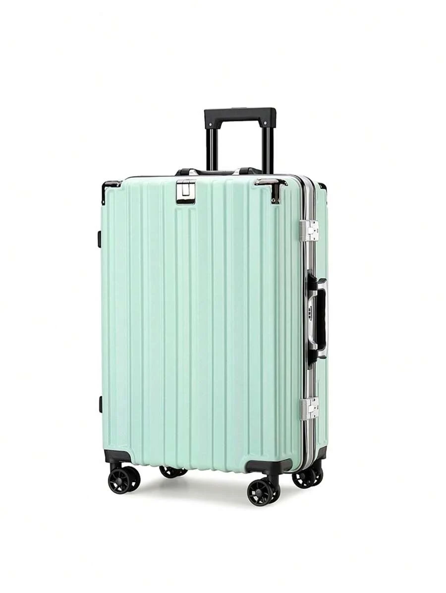 Geometric Embossed Carry-On Suitcase Green Spinner Wheels With Password ...