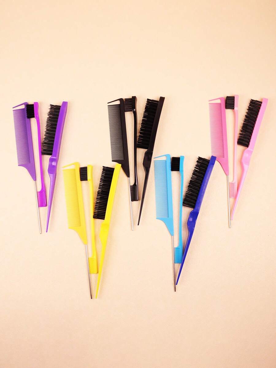 Professional Hair Styling Comb Set, 3Pcs Rat Tail Comb & Edge Brush ...