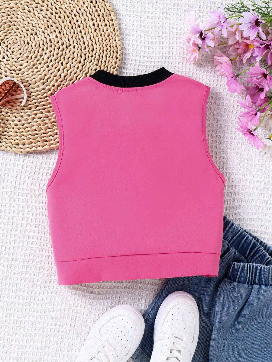 SHEIN Kids Y2Kool Tween Girl Flap Pocket Zipper Front Vest Jacket ...