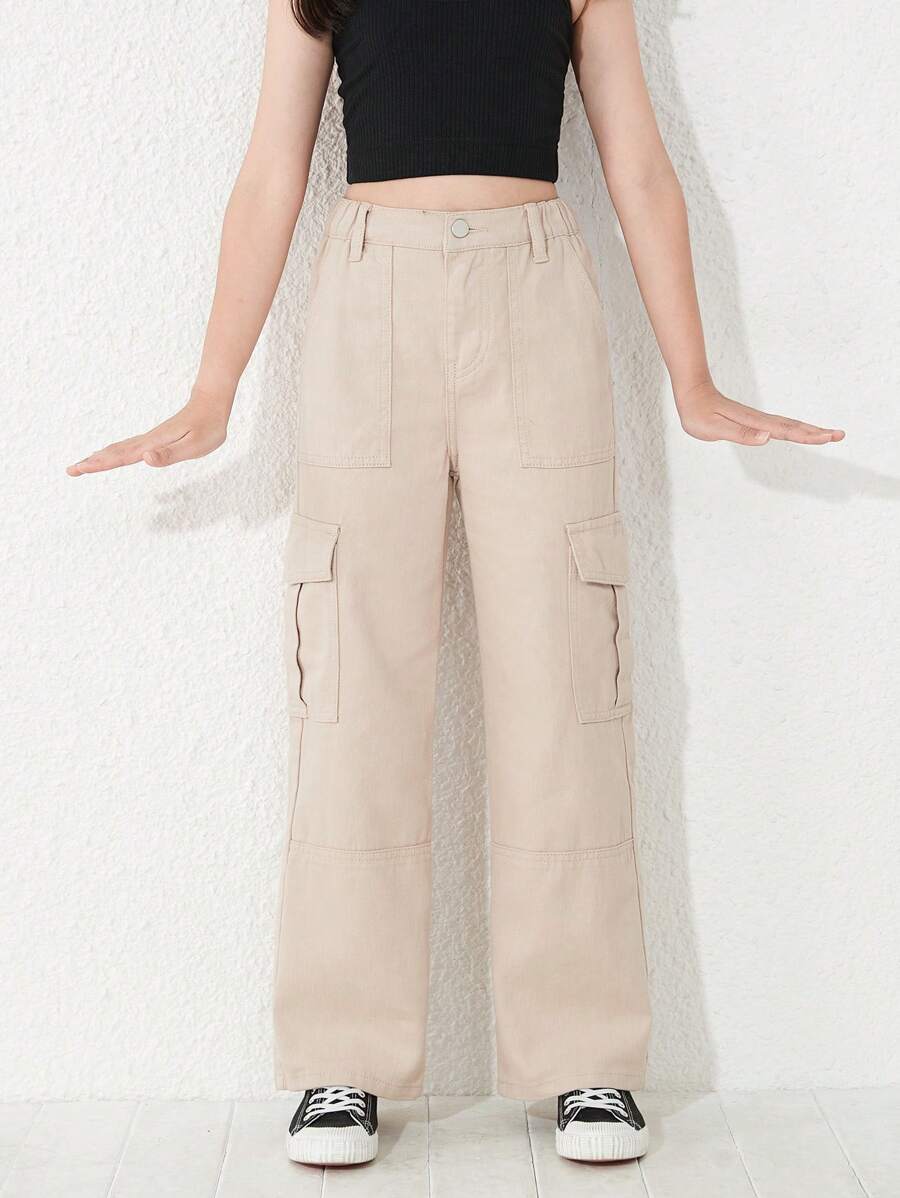 Tween Girl Flap Pocket Side Cargo Jeans | SHEIN South Africa