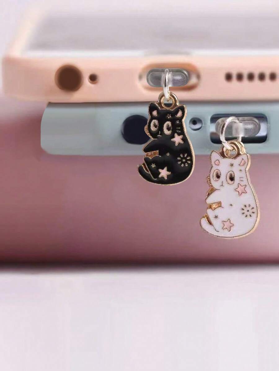 2pcs Cat Decor Zinc Alloy Phone Dust Plug | SHEIN USA