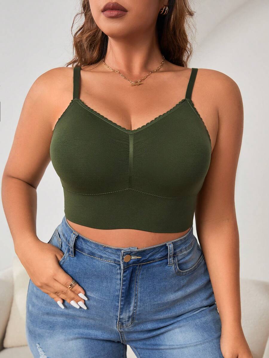 Plus Solid Wireless Bra | SHEIN USA