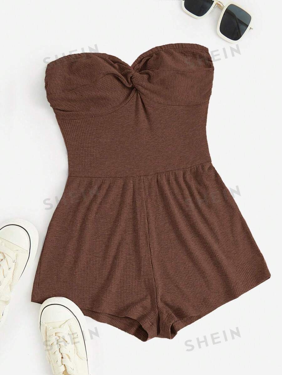 SHEIN EZwear Twist Front Tube Romper | SHEIN UK